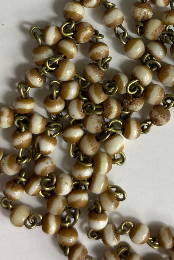 10ft Hand Beaded Chain, Water Buffalo Bone Round Bead… - Gem