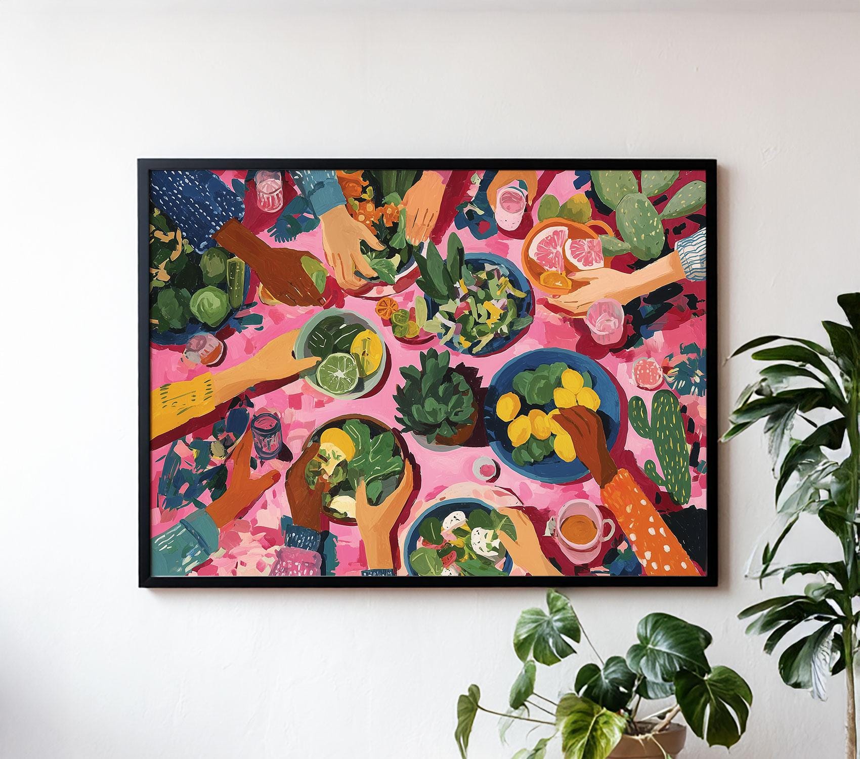 Colorful Mexican Fiesta Painting Wall Art Vibrant Food Kitchen Latin ...