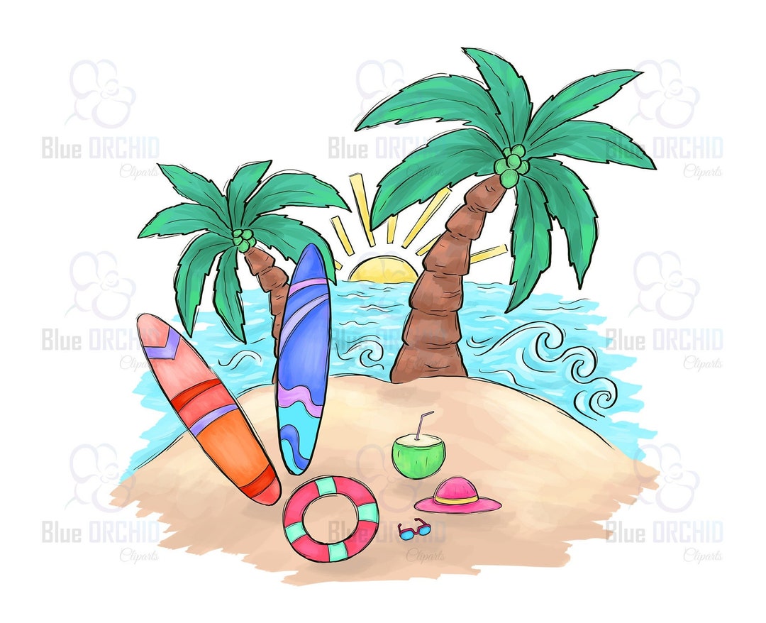 Summer Beach Vacation Clipart Png Image Digital Download - Etsy