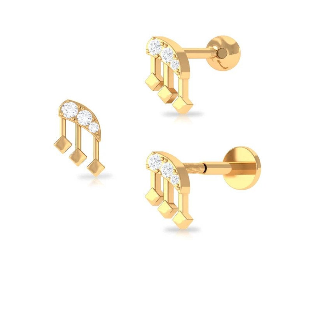 Real Diamond Helix Cartilage Rook Earringround Cut Diamond - Etsy