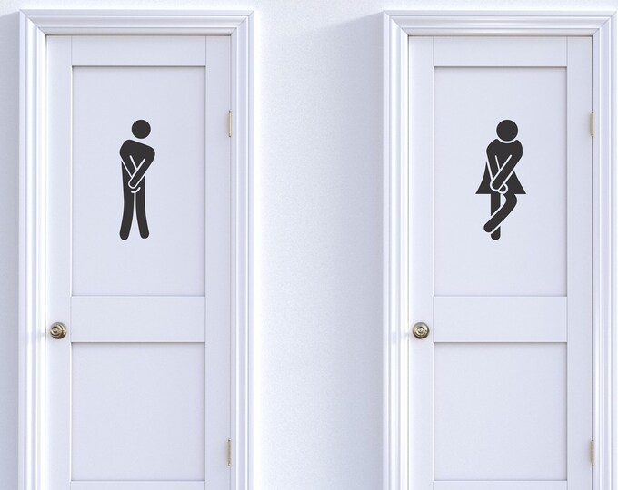 Restroom Sign Door Decal Bathroom Sign Decals Restroom Door - Etsy