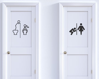 Restroom Decal Bathroom Sign Restroom Stickers Bathroom Decals - Etsy