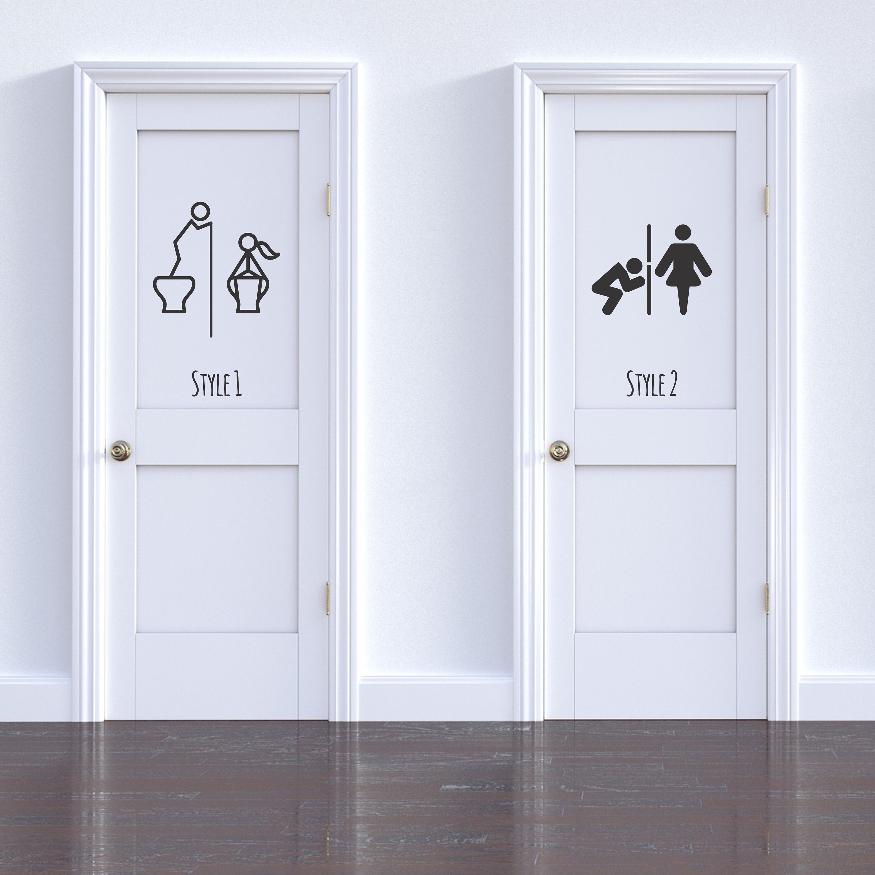 Bathroom Decor Bathroom Sign Decals Toilet Stickers Restroom - Etsy
