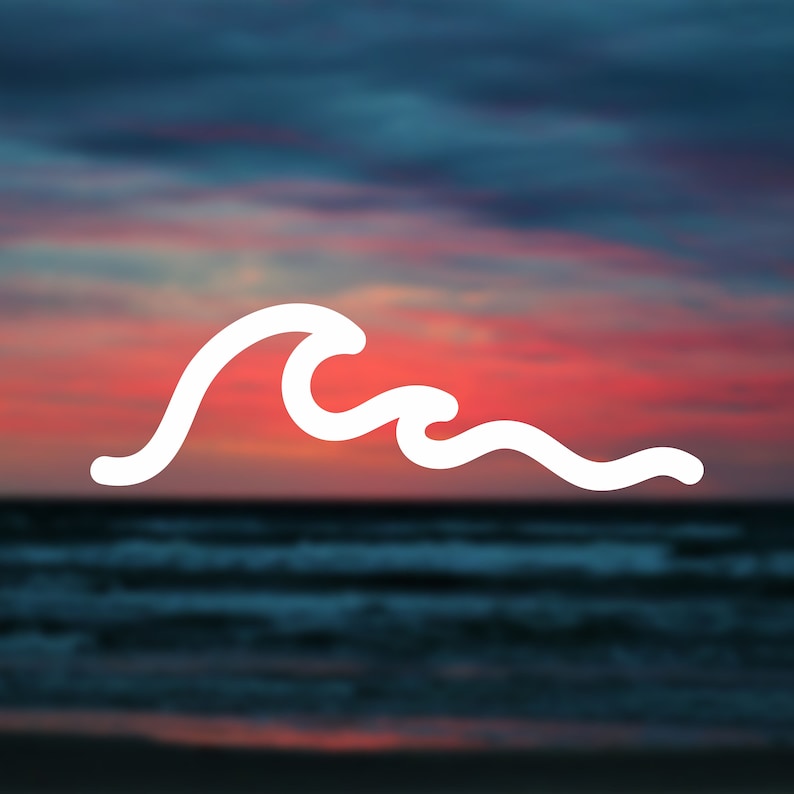 Wave Sticker Beach Car Decal Wave Decal Laptop Decal Wave - Etsy