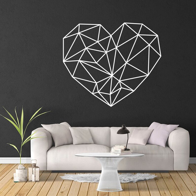 Geometric Heart Wall Decal Heart Decal Wall Geometric Wall | Etsy