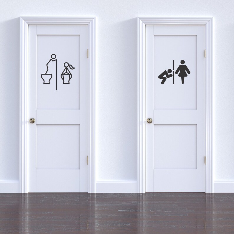 Bathroom Decor Bathroom Sign Decals Toilet Stickers Restroom | Etsy