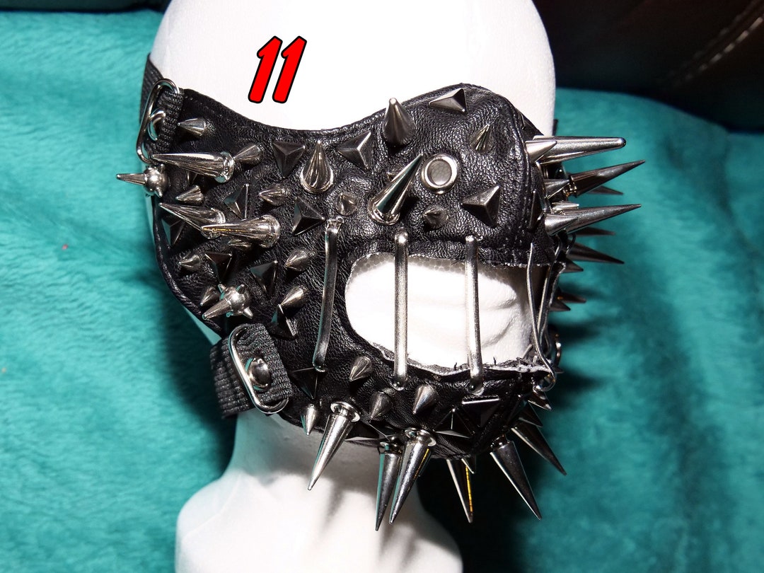 Half Face Mask Gothic Spikes Halloween Cosplay Convention Cyberpunk ...