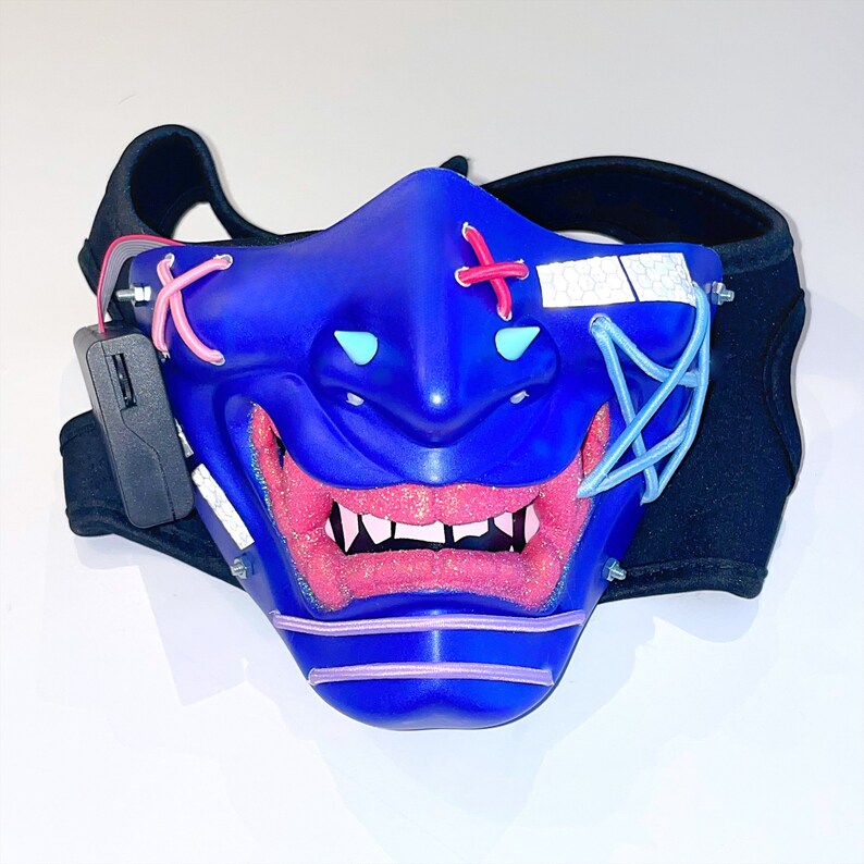 UV Mask With Sound Reactive Light up Mouth Half Face Party Cyberpunk ...