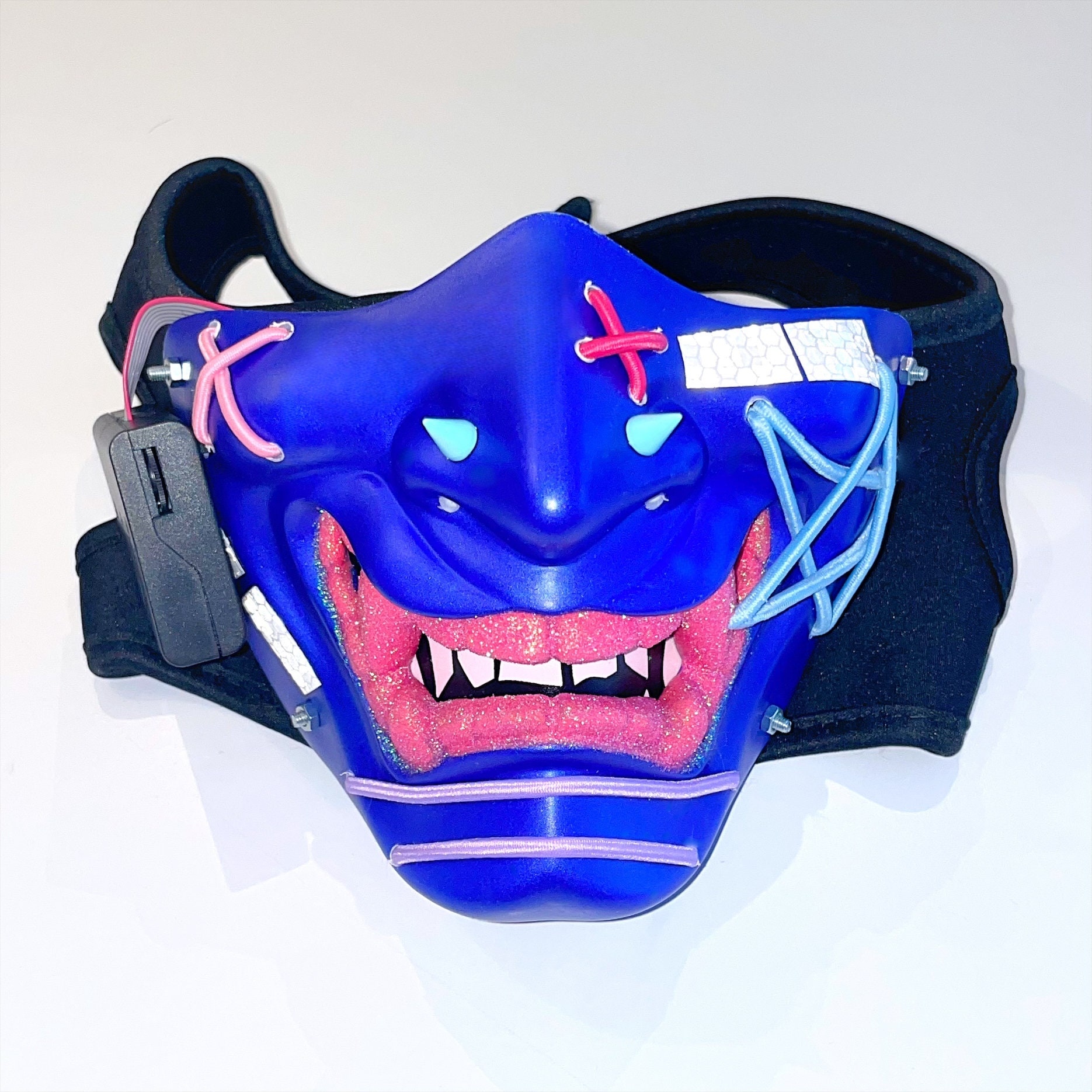 UV Mask With Sound Reactive Light up Mouth Half Face Party Cyberpunk ...