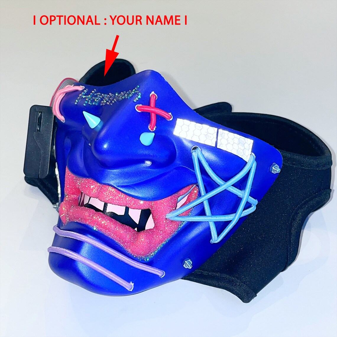 UV Mask With Sound Reactive Light up Mouth Half Face Party Cyberpunk ...