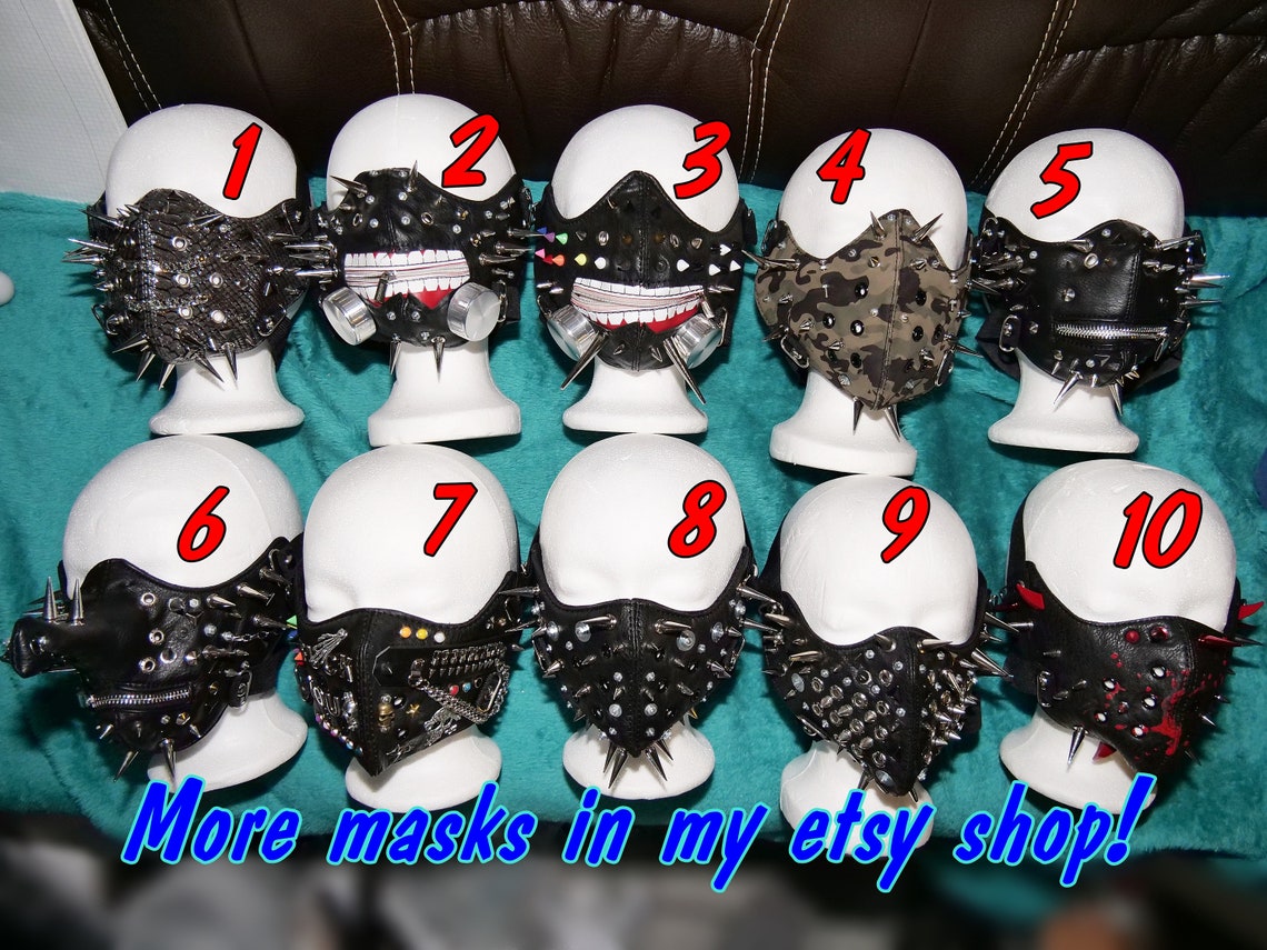 Half Face Mask Gothic Spikes Halloween Cosplay Convention Cyberpunk ...