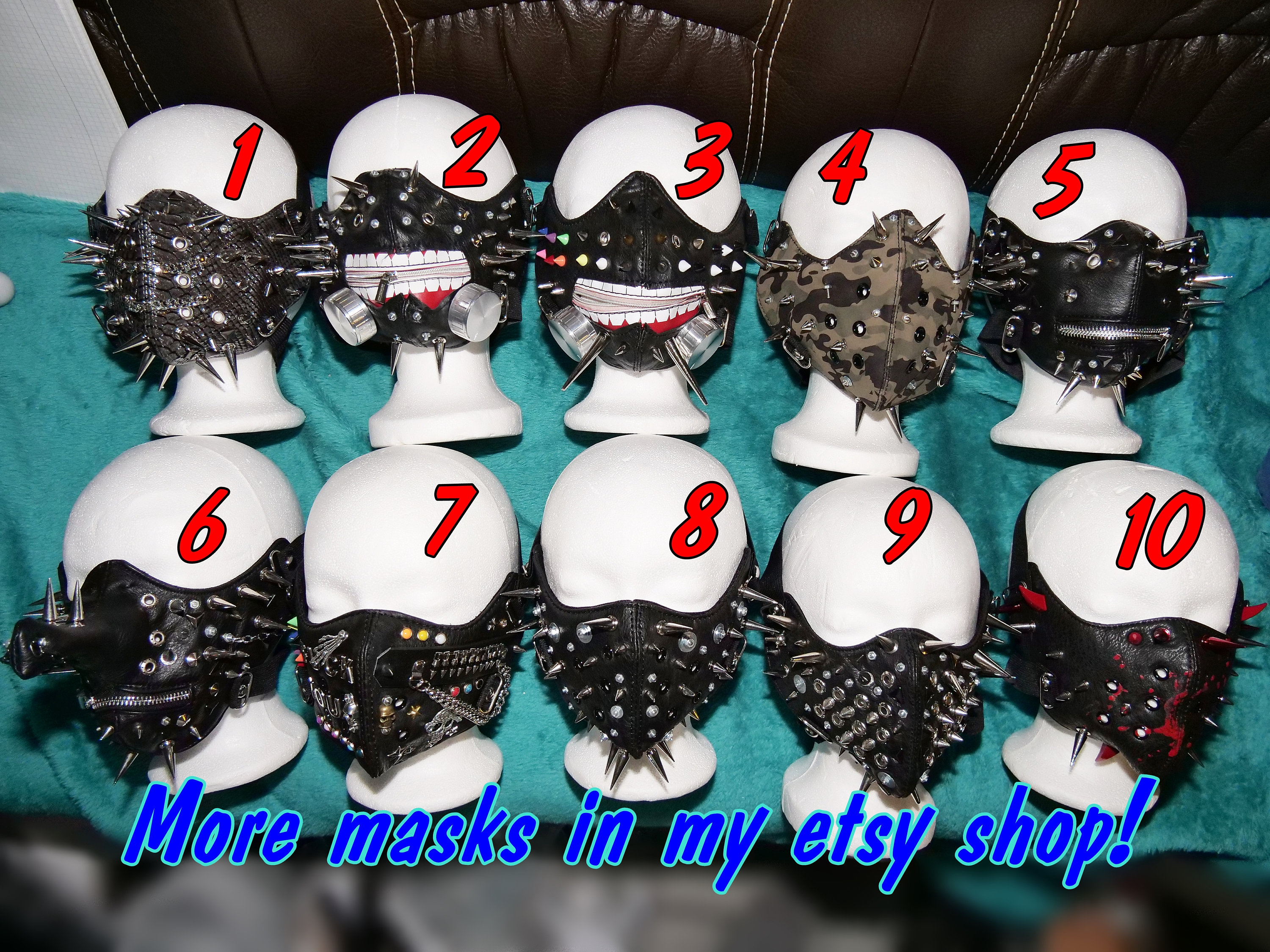 Half Face Mask Gothic Spikes Halloween Cosplay Convention Cyberpunk ...
