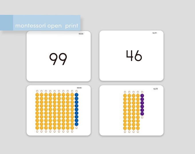 Montessori Math - Montessori Bead Cards From 1 to 99 - Etsy