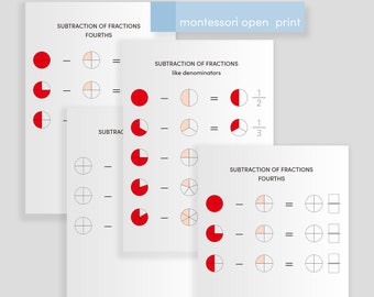 Montessori Math Addition of Fractions with like denominators | Etsy