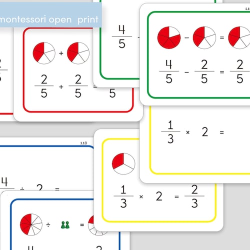 Montessori Math All Operations With Fractions - Etsy