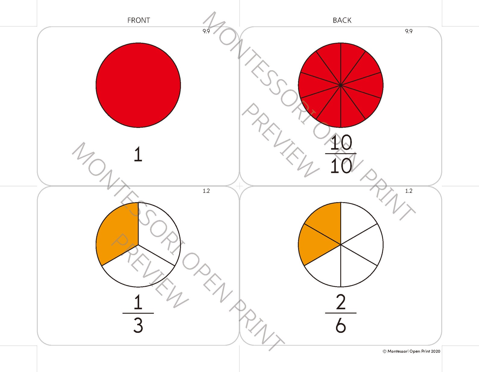 Montessori Math - Equivalent Fraction Cards - Etsy