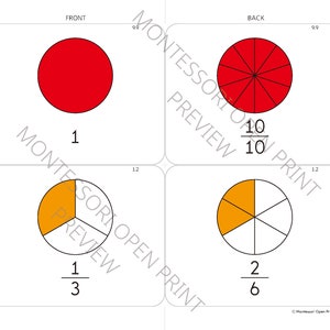 Montessori Math - Equivalent Fraction Cards - Etsy