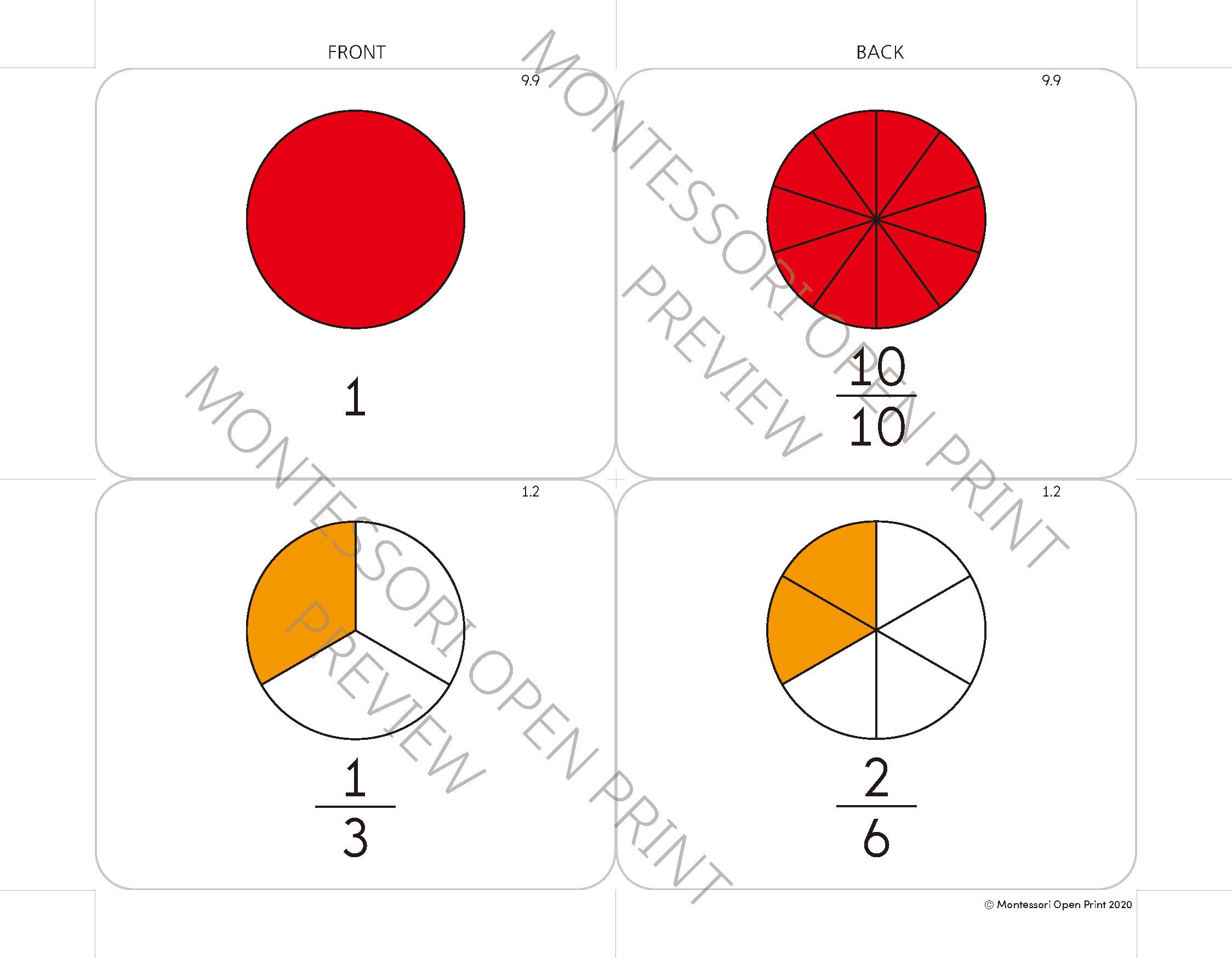 Montessori Math - Equivalent Fraction Cards - Etsy