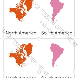 Montessori 3 Part Cards- Continents of the World - Etsy