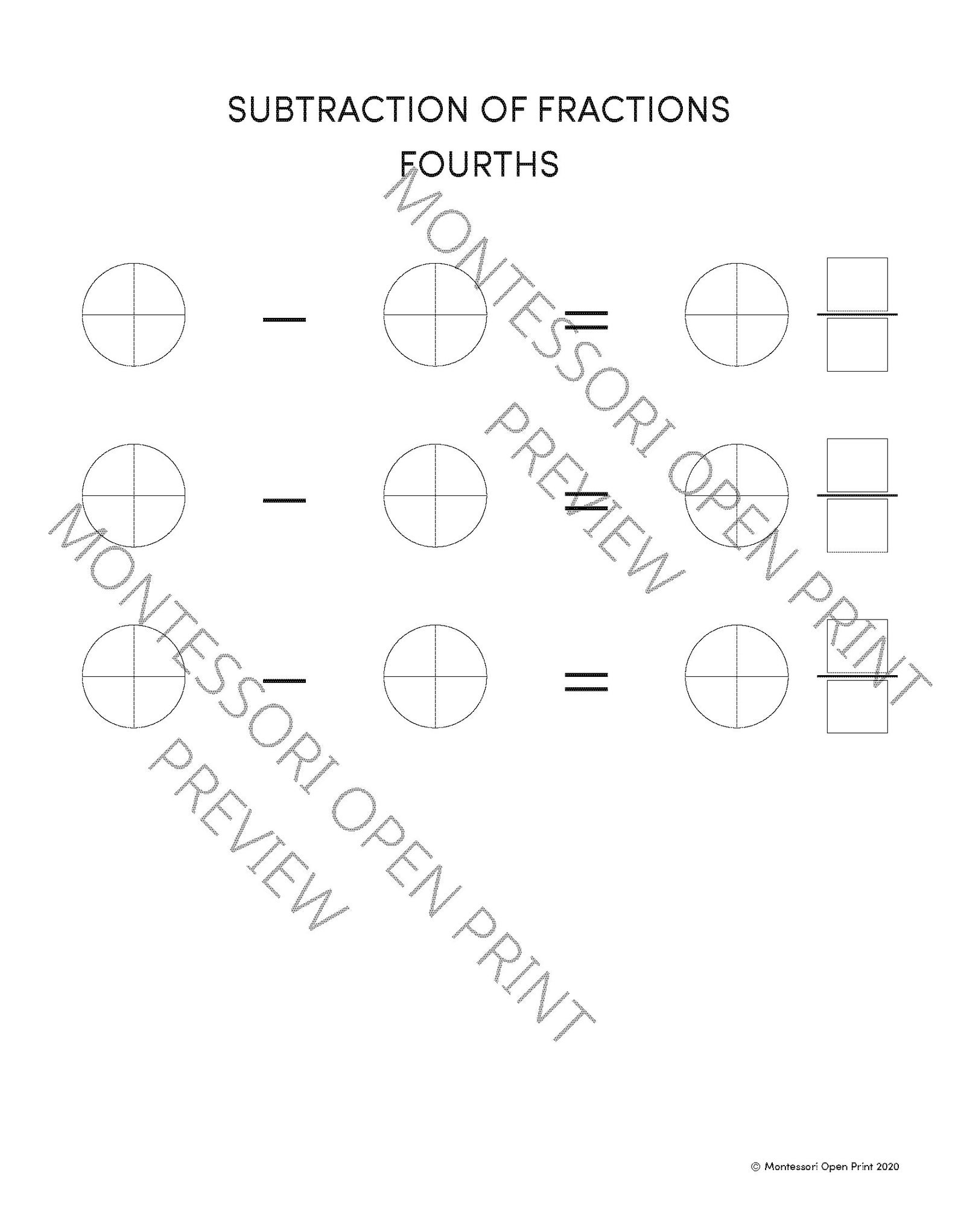 Montessori Math Subtraction of Fractions With Like Denominators - Etsy