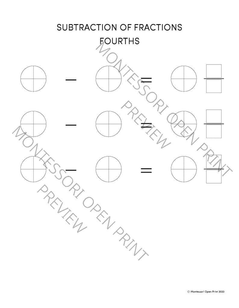 Montessori Math Subtraction of Fractions With Like Denominators - Etsy
