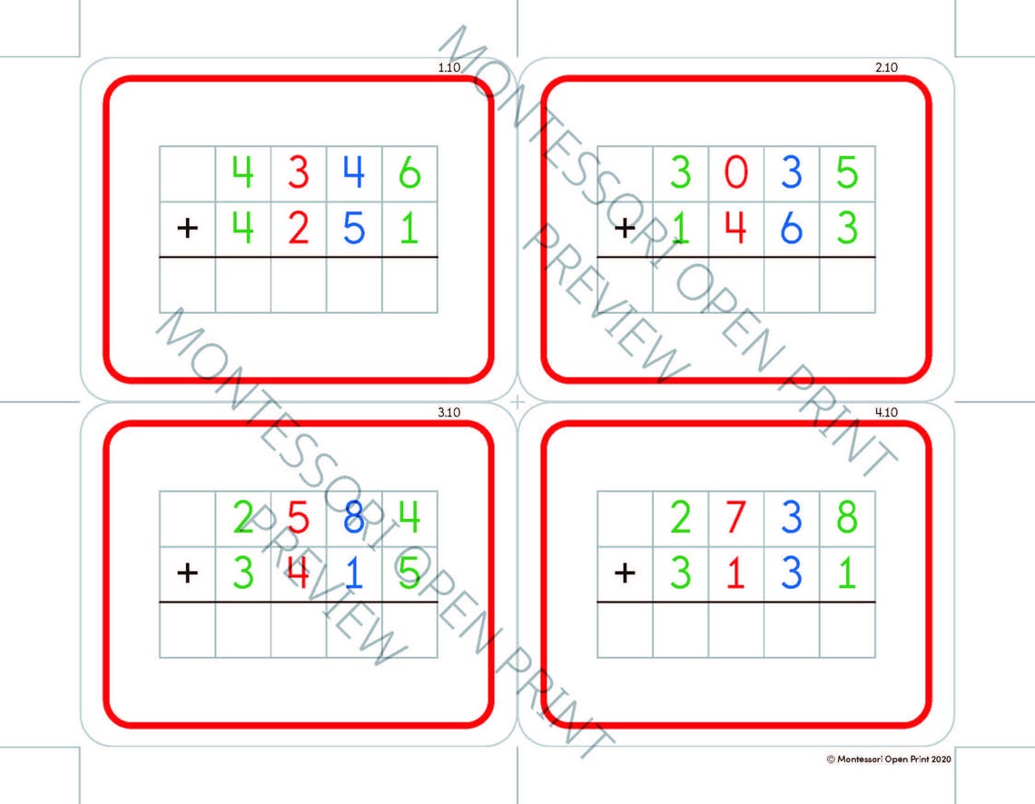 Montessori Math Operations Cards - Etsy