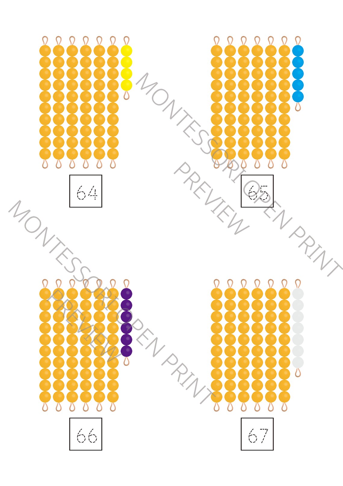 Montessori Math the Booklet of Colored Bead Bars From 1 to - Etsy
