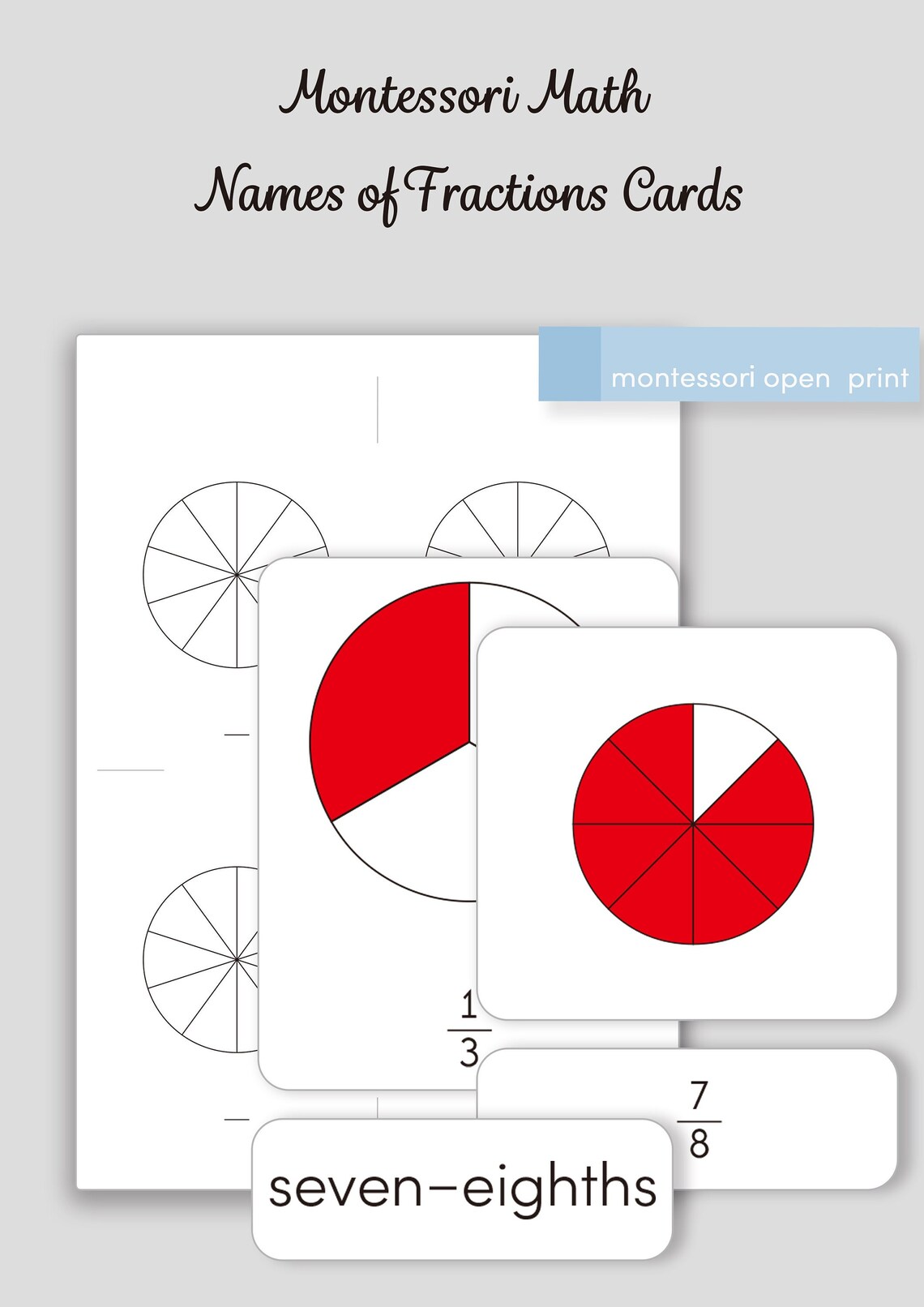 Montessori Math Names of Fractions Cards - Etsy
