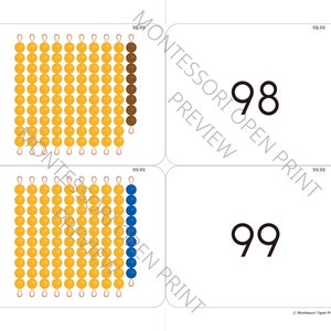Montessori Math Montessori Bead Cards From 1 to 99 - Etsy