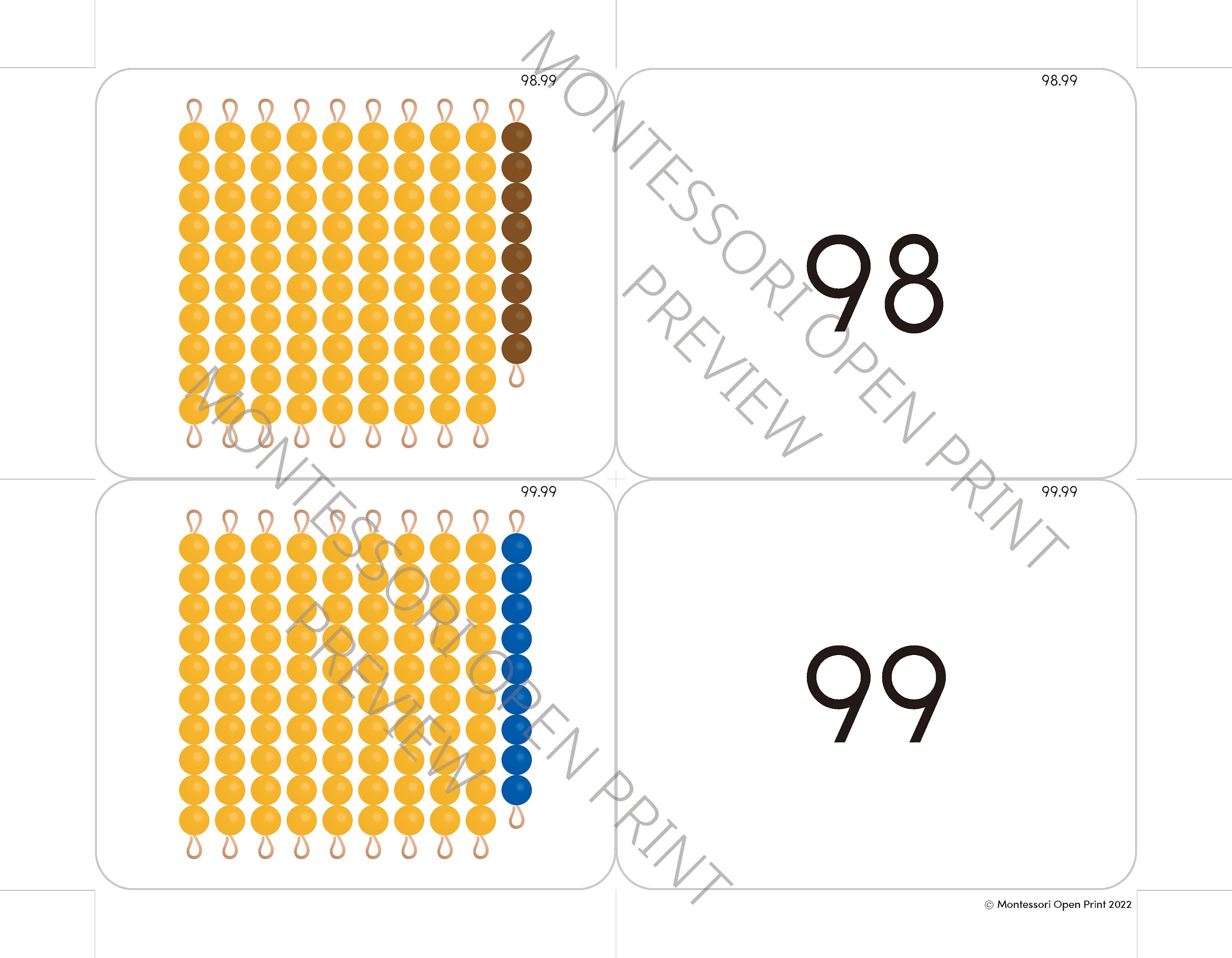 Montessori Math Montessori Bead Cards From 1 to 99 - Etsy