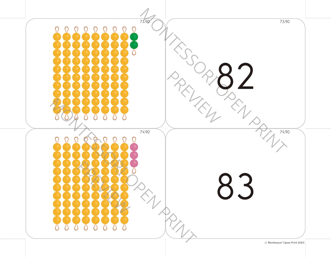 Montessori Math Montessori Bead Cards from 10 to 99 | Etsy