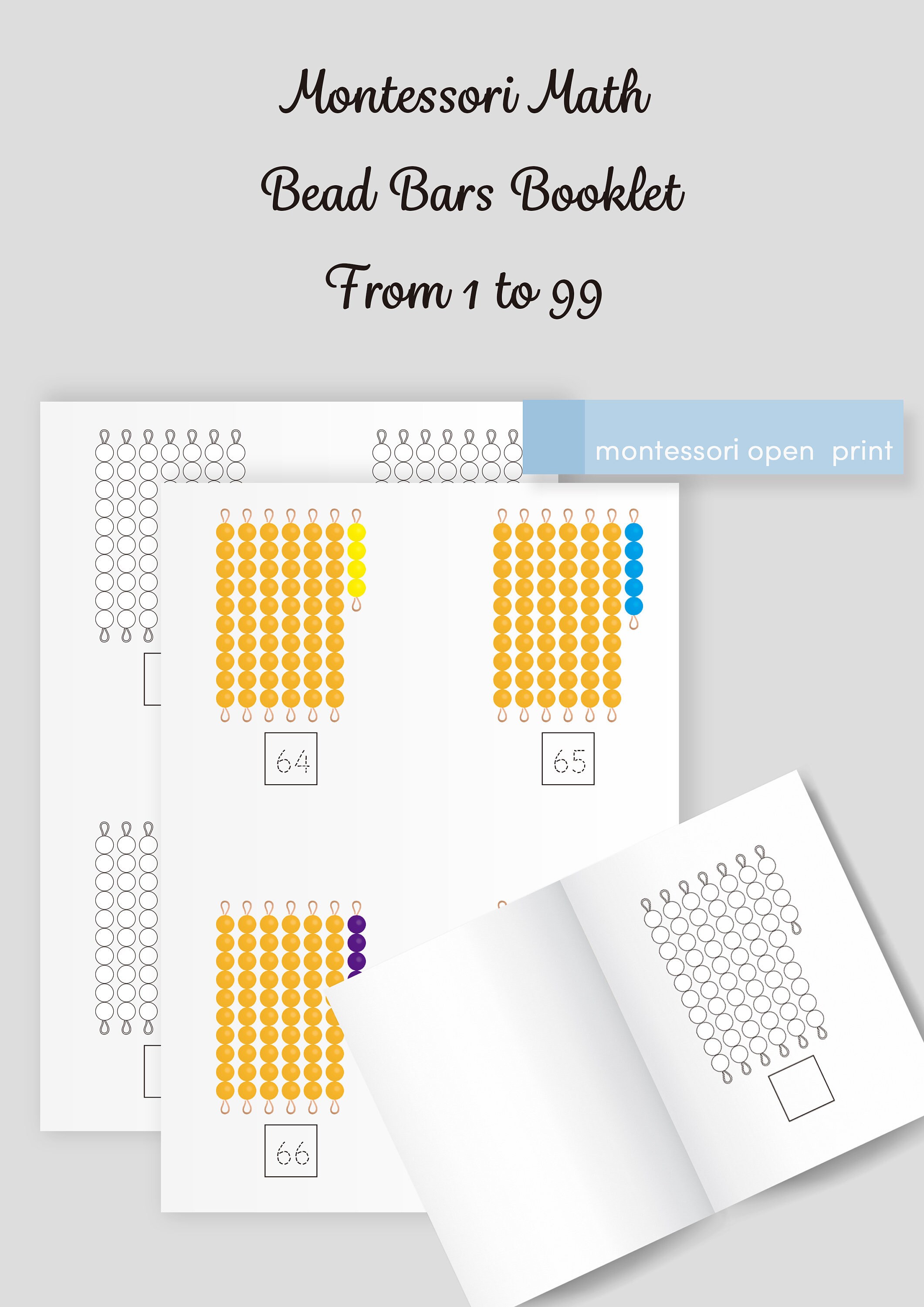 Montessori Math the Booklet of Colored Bead Bars From 1 to 99 - Etsy