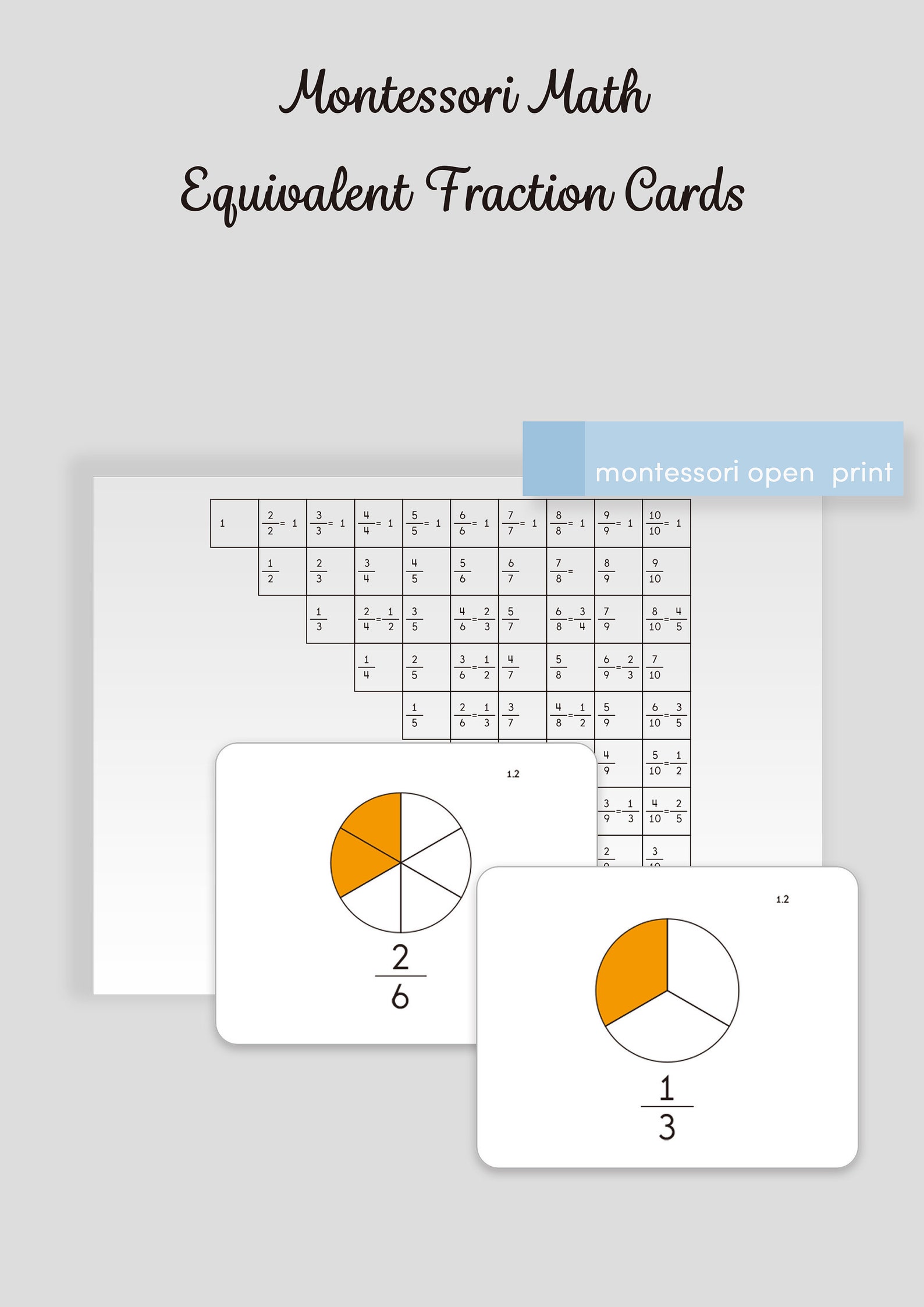 Montessori Math - Equivalent Fraction Cards - Etsy