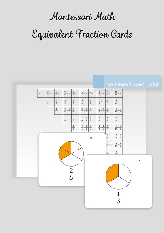 Montessori Math Equivalent Fraction Cards | Etsy