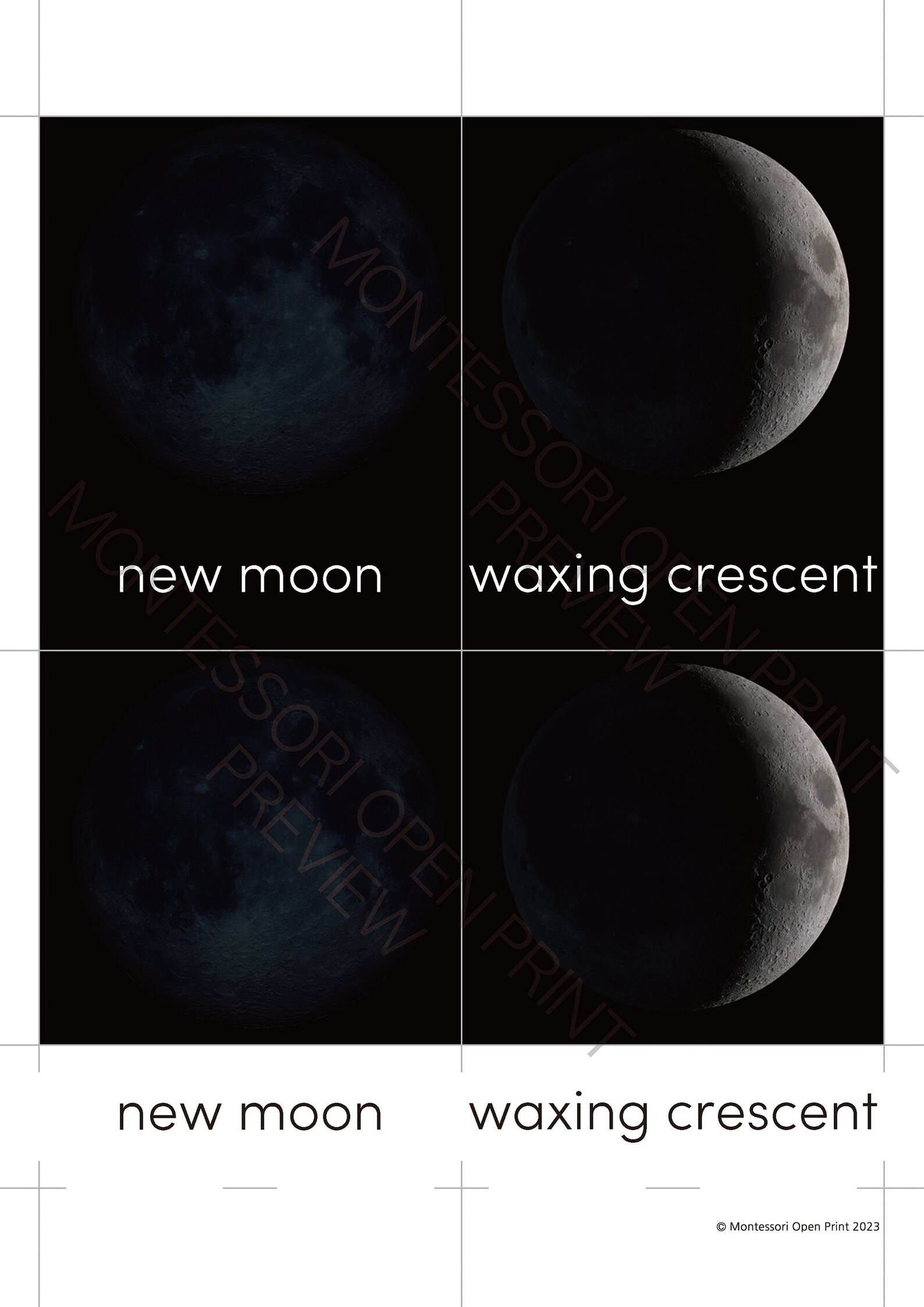 Montessori 3 Part Cards and Definitions the Phases of the Moon - Etsy