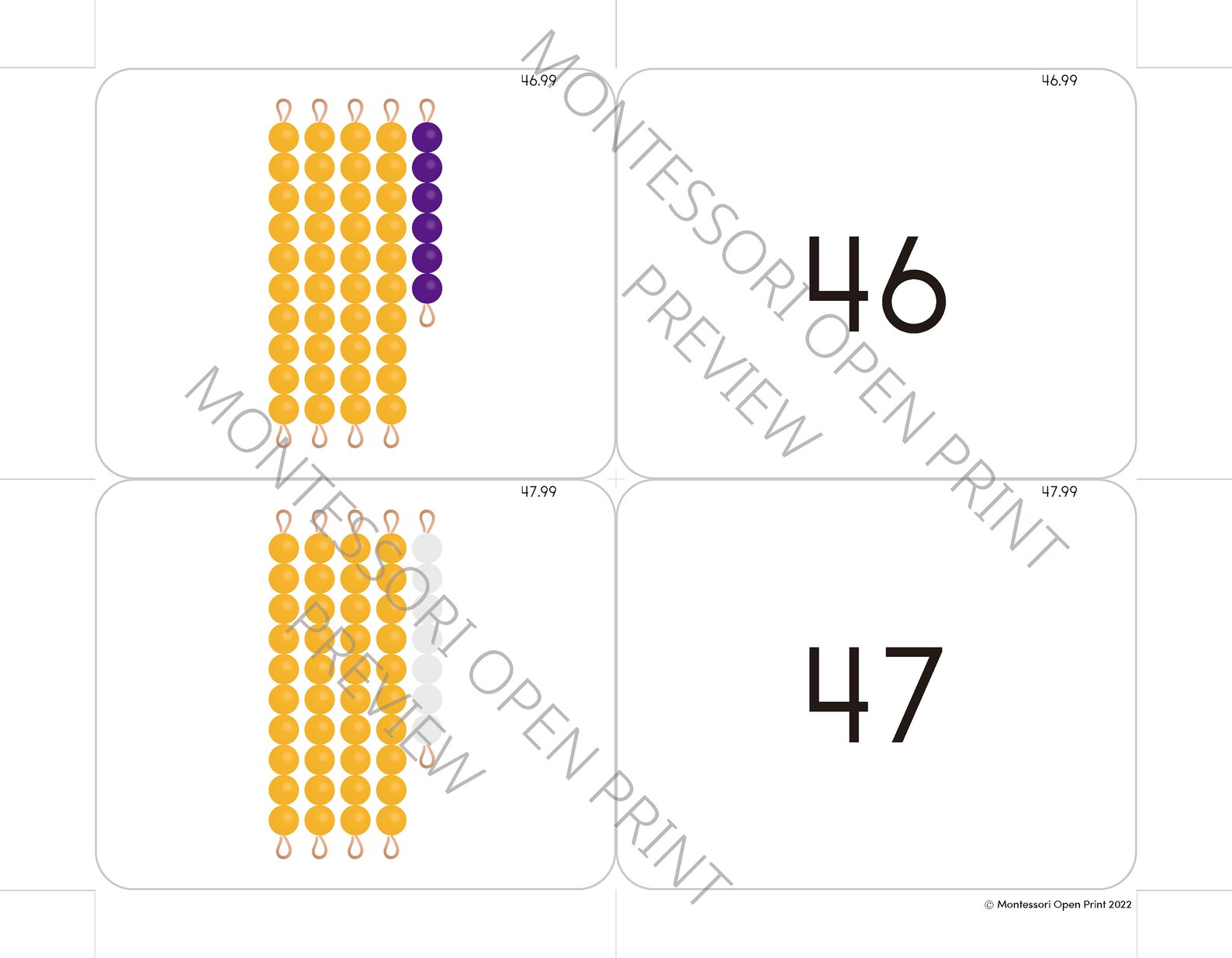 Montessori Math Montessori Bead Cards From 1 to 99 - Etsy