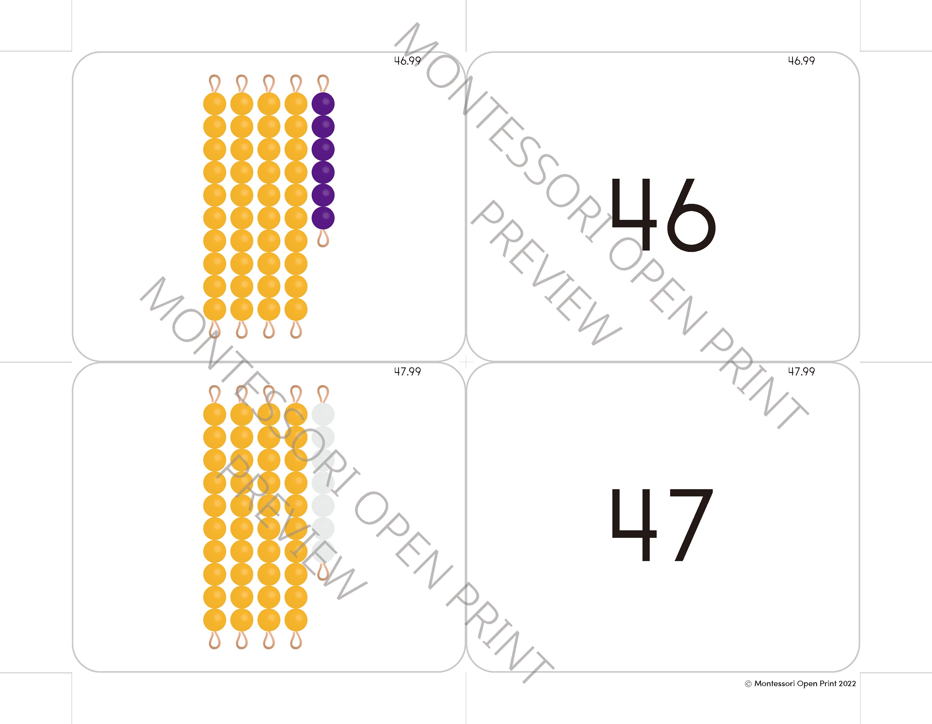 Montessori Math Montessori Bead Cards From 1 to 99 - Etsy