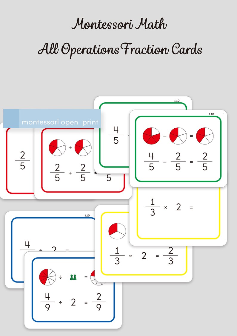 Montessori Math All Operations With Fractions - Etsy