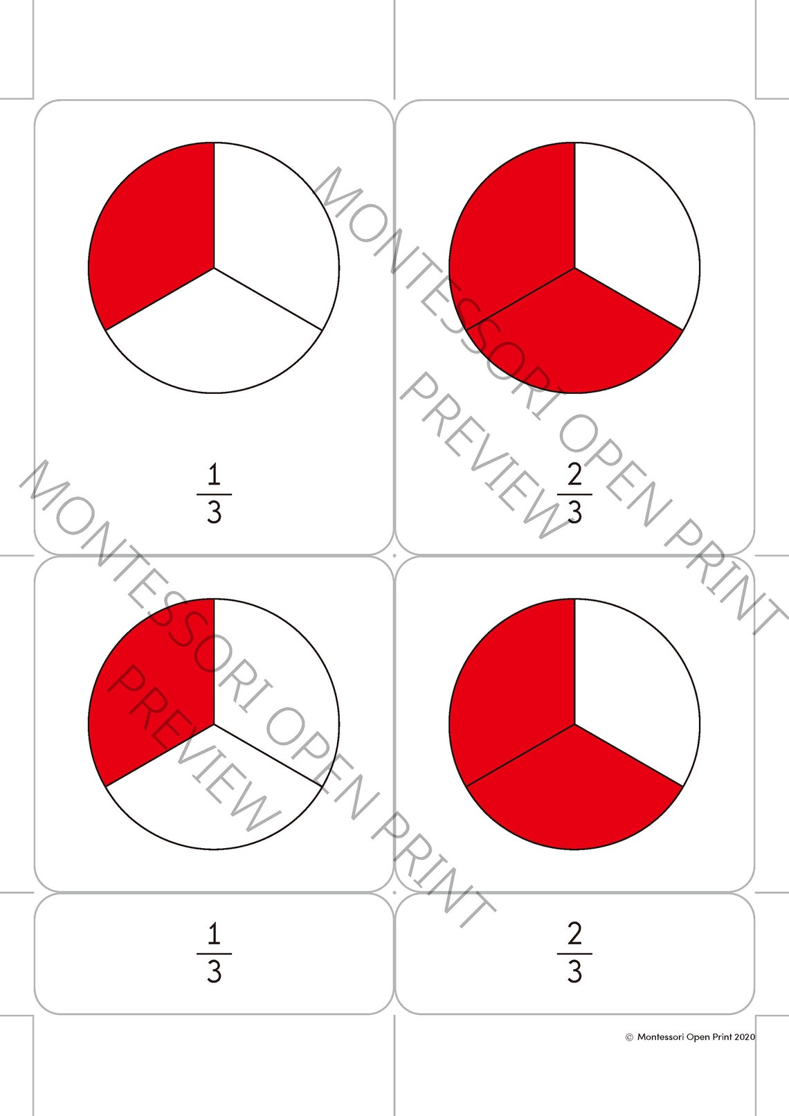 Montessori Math Names of Fractions Cards - Etsy