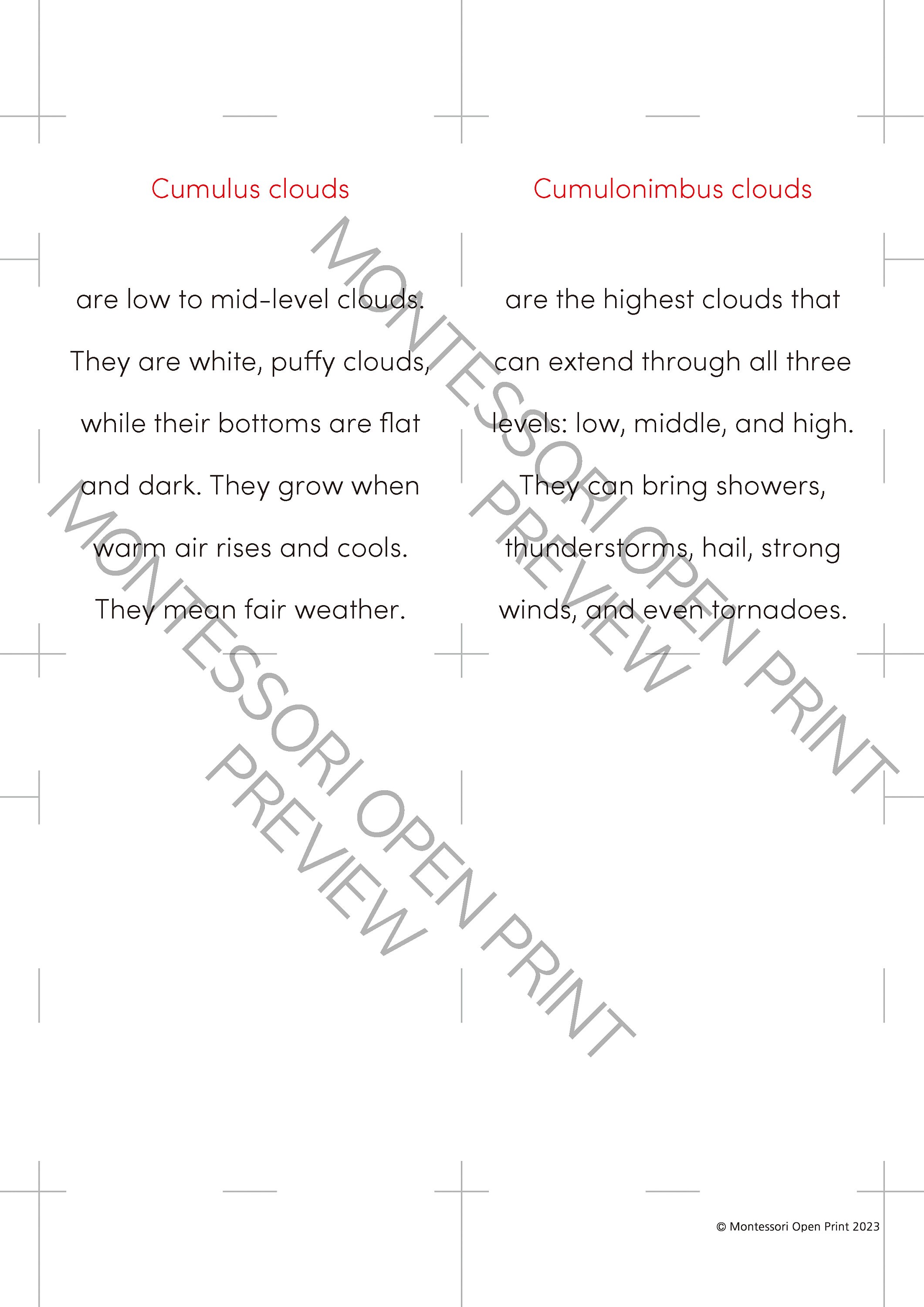 Montessori Classifying Cards and Definitions-types of Clouds - Etsy