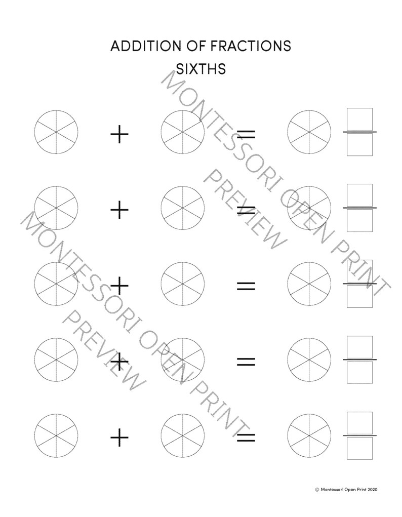 Montessori Math Addition of Fractions With Like Denominators - Etsy