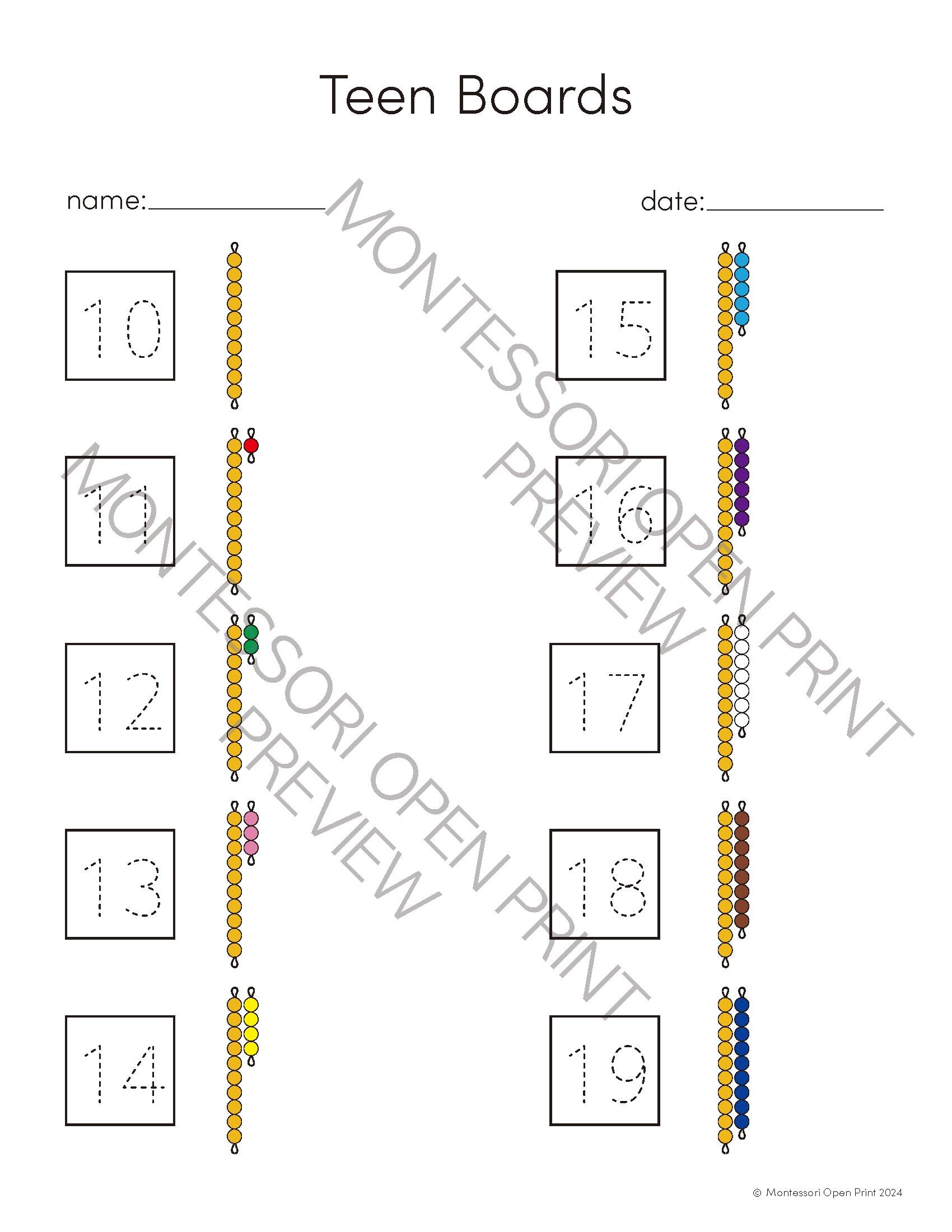 Montessori Math Teen Boards and Ten Boards - Etsy