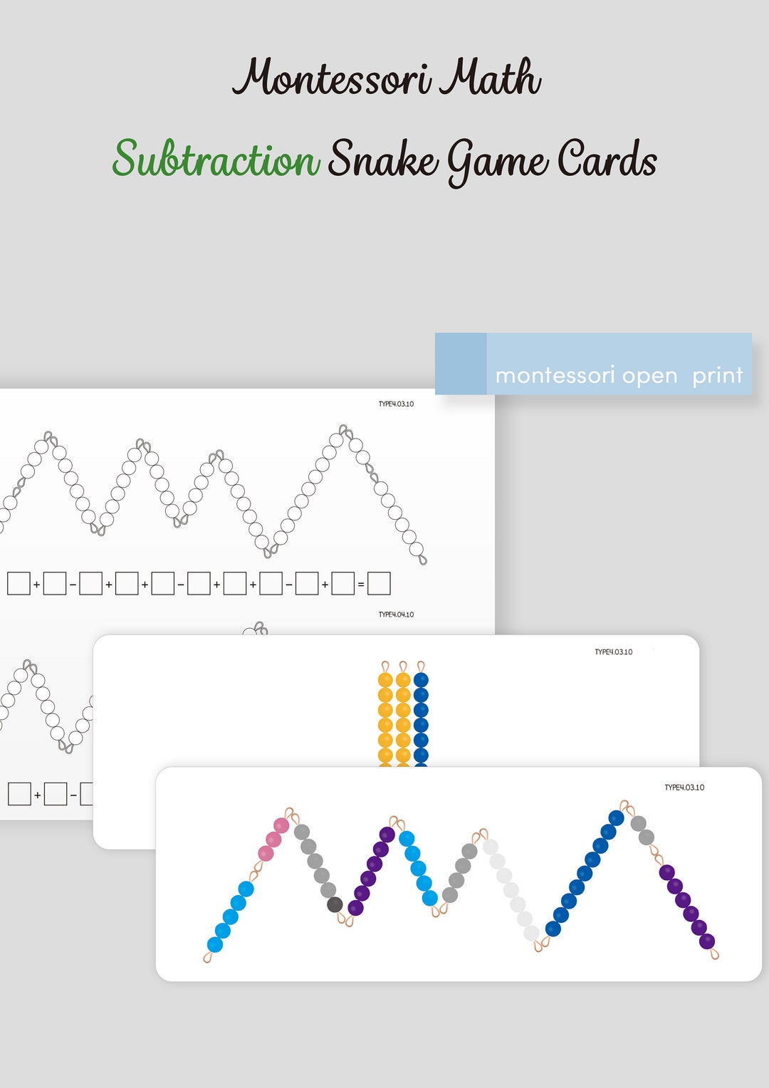 Montessori Math Subtraction Snake Game - Etsy