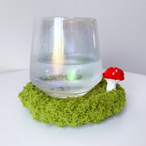 Cottagecore Coaster, Moss Mushroom Crochet Coaster, Hand Crocheted ...