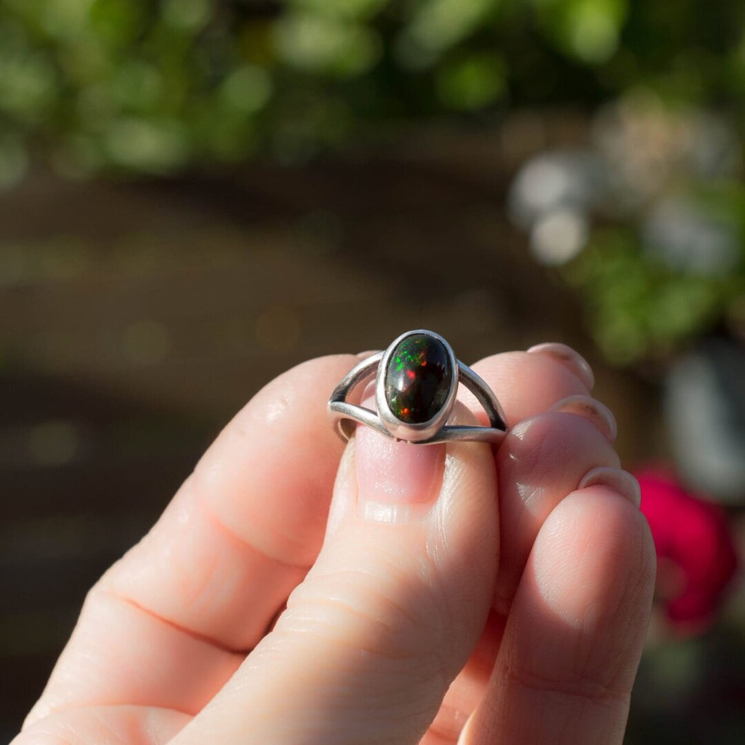 Made to Order Genuine Ethiopian Black Opal Ring, Black Cab Opal ...