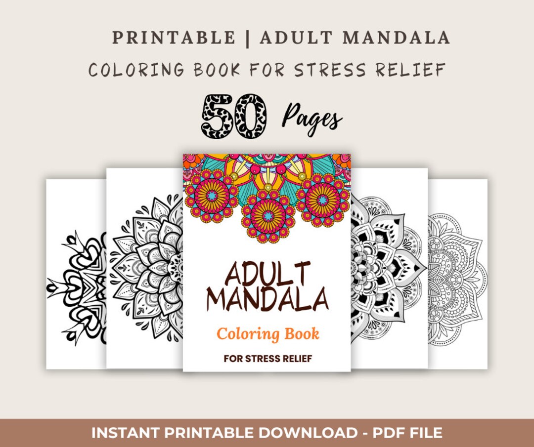 Mandala Adult Coloring Book for Stress Relief Adult Mandala Coloring ...