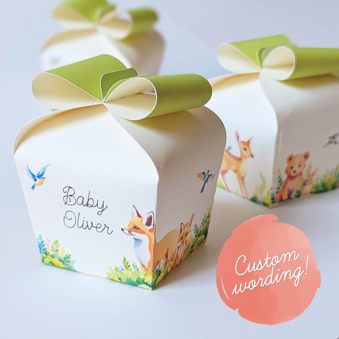 Customizable Woodland Animal Favor Boxes: DIY Baby Shower & Birthday ...