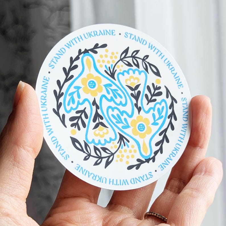 Ukrainian Peace Doves Sticker – Folk Art Vinyl Sticker for Laptop ...