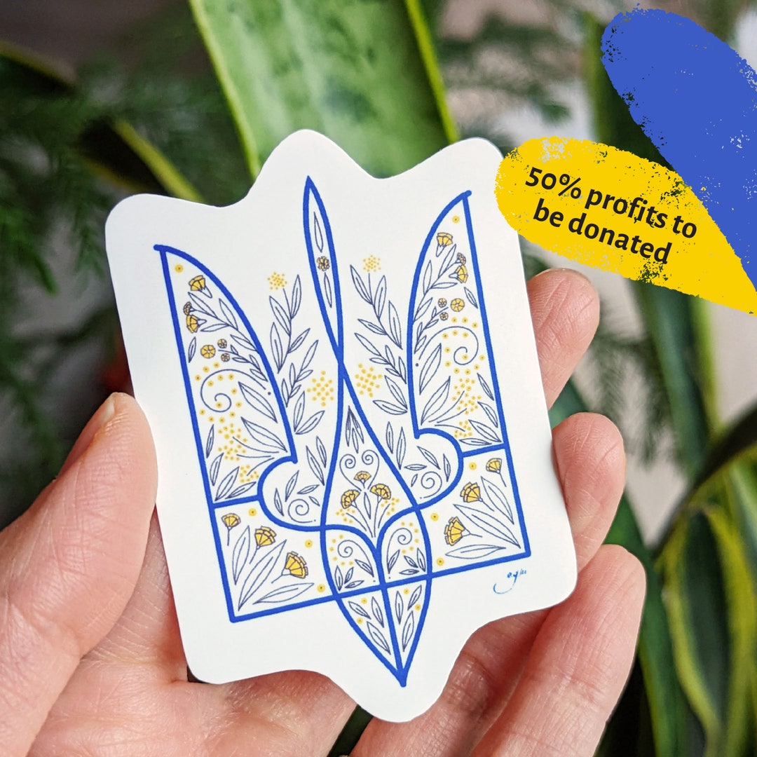 Stand With Ukraine Tryzub Sticker for Ukraine Support Ukraine Sticker ...