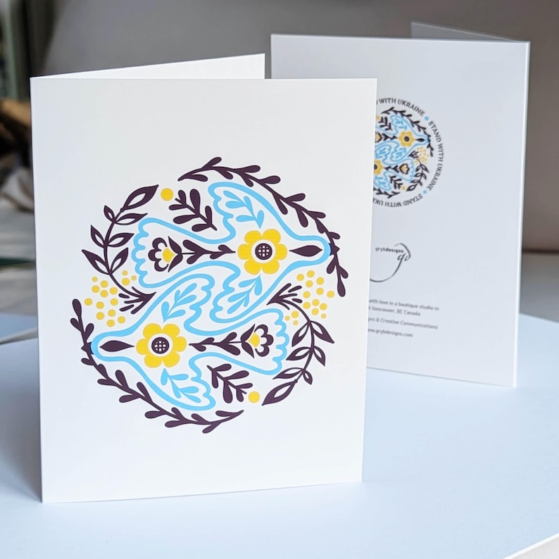Stand With Ukraine Card – Peace Doves Illustration – Blank Greeting ...